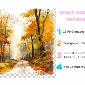 Autumn Forest View Clipart Watercolor Forest Clipart, Fall Landscape ...