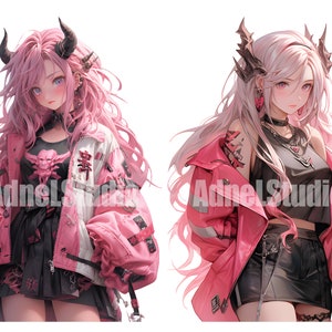 Pink Devil Pop Art Girl Clipart - Pink Devil Clipart, Anime Girl ...