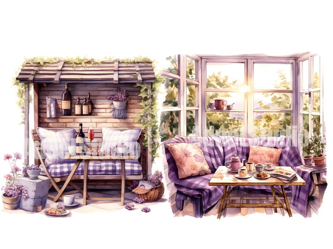 Watercolor Cottage House Clipart - Cottage Core Clipart, Cottage Life ...