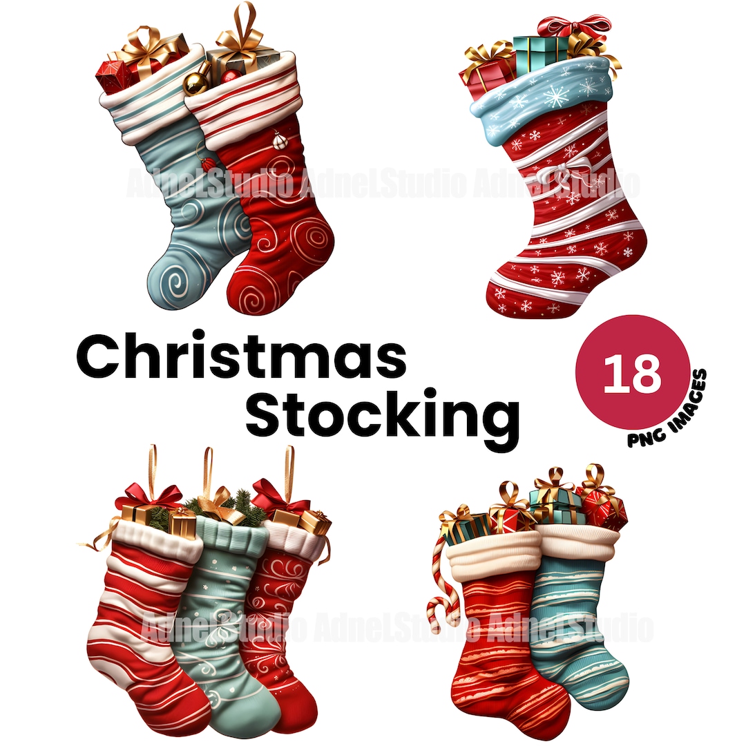 Christmas Stocking Clipart, Watercolor Christmas Socks Clipart ...