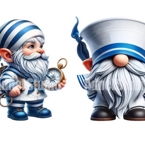Watercolor Sailor Gnome Clipart - Nautical Gnome Clipart, Nautical ...