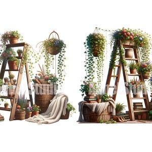 Watercolor Cozy Plant Clipart, Watercolor Cottagecore Clipart, House ...