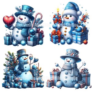 Blue Christmas Snowman Clipart, Blue Snowman Clipart, Snowman With ...