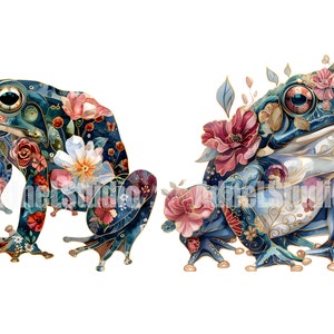 Floral Frog Clipart, Spring Frog Clipart, Floral Spring Clipart, Floral ...