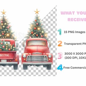 Christmas Truck & Tree PNG, Vintage Christmas Truck Clipart, Christmas ...