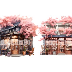 Watercolor Spring Bookstore Clipart, Book Store Clipart, Digital ...