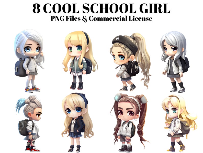 Cute School Girl Clipart Blonde Hair Girl Png White Girl - Etsy