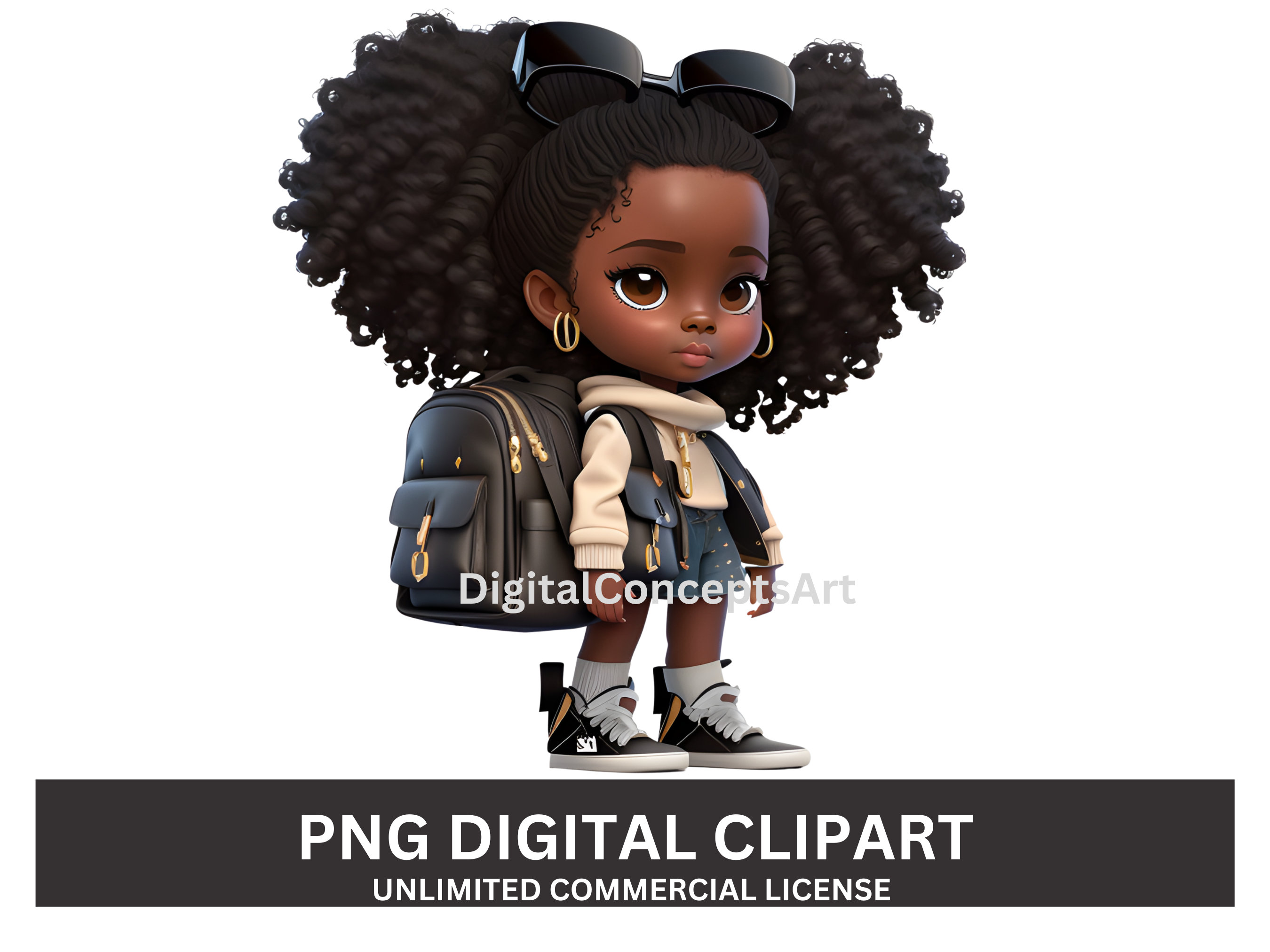 Black Girl Fashion Png Black Chibi Girl Clipart Back to - Etsy