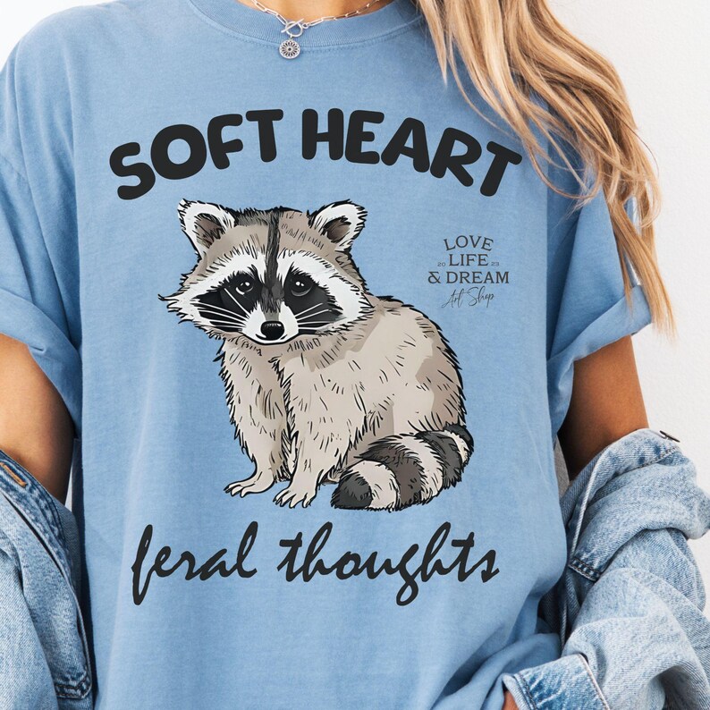 Soft Heart Feral Thoughts Raccoon PNG Funny Quote Animal Digital ...