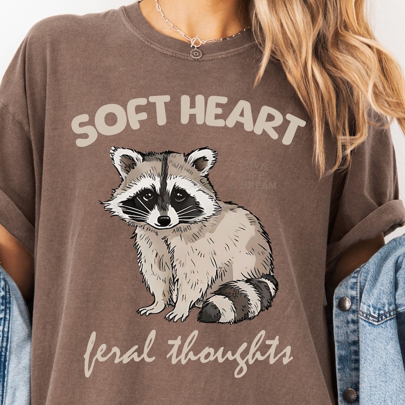 Soft Heart Feral Thoughts Raccoon PNG Funny Quote Animal Digital ...