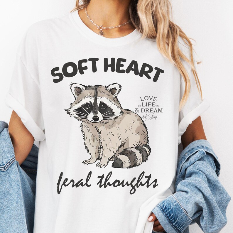 Soft Heart Feral Thoughts Raccoon PNG Funny Quote Animal Digital ...