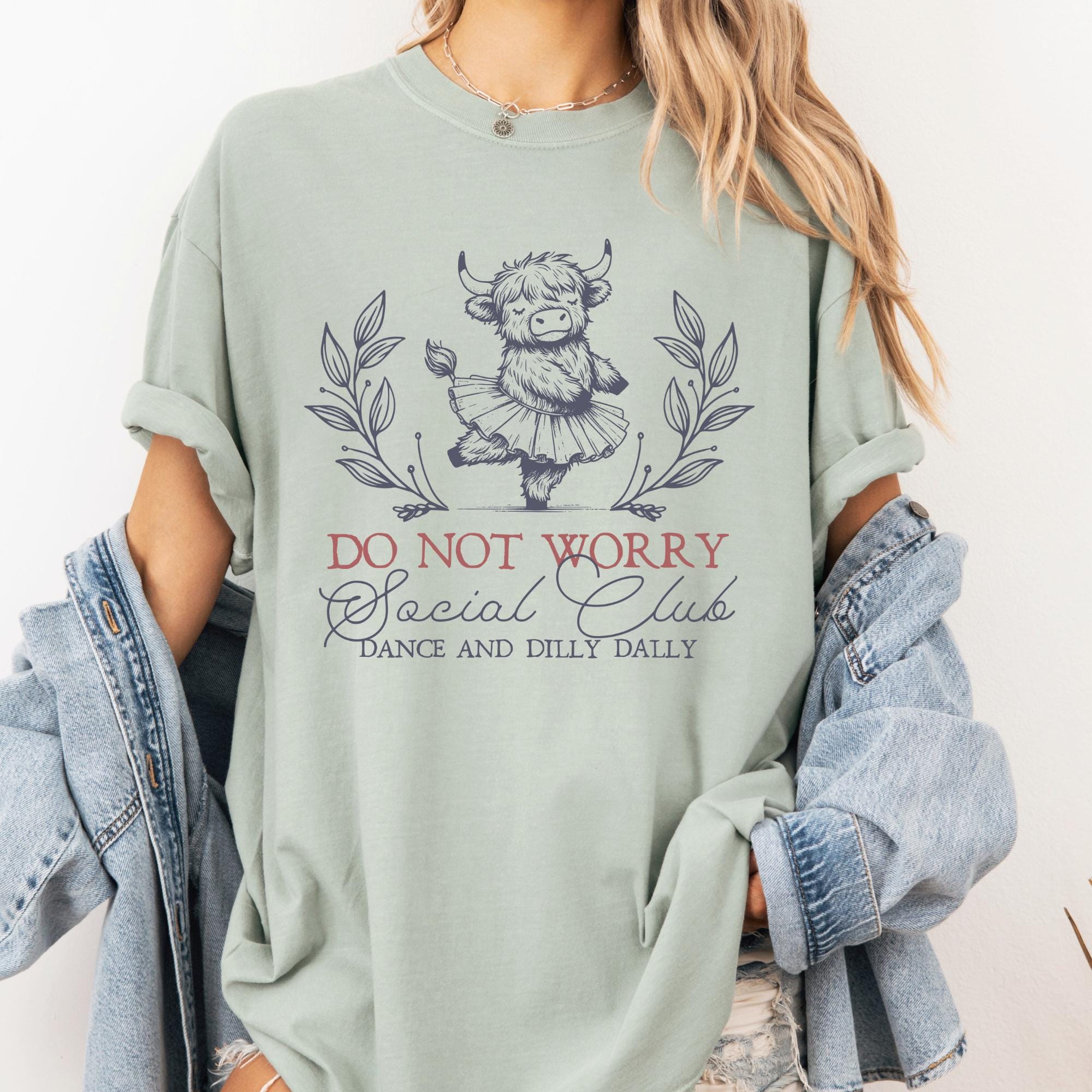 Do Not Worry Social Club Png, Highland Cow in Tutu Png, Dilly Dallying ...