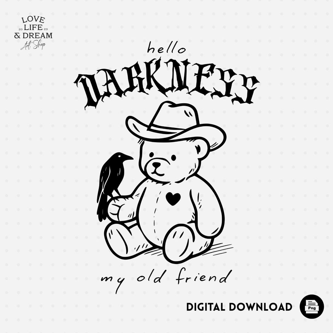 Goth Cowboy Teddy PNG, Hello Darkness My Old Friend, Wild West Bear ...