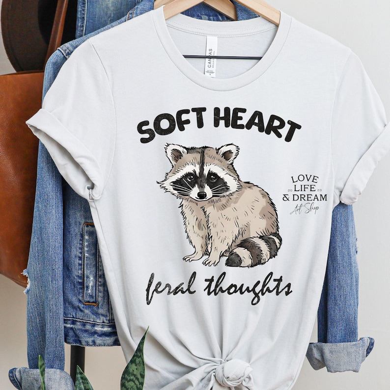 Soft Heart Feral Thoughts Raccoon PNG Funny Quote Animal Digital ...