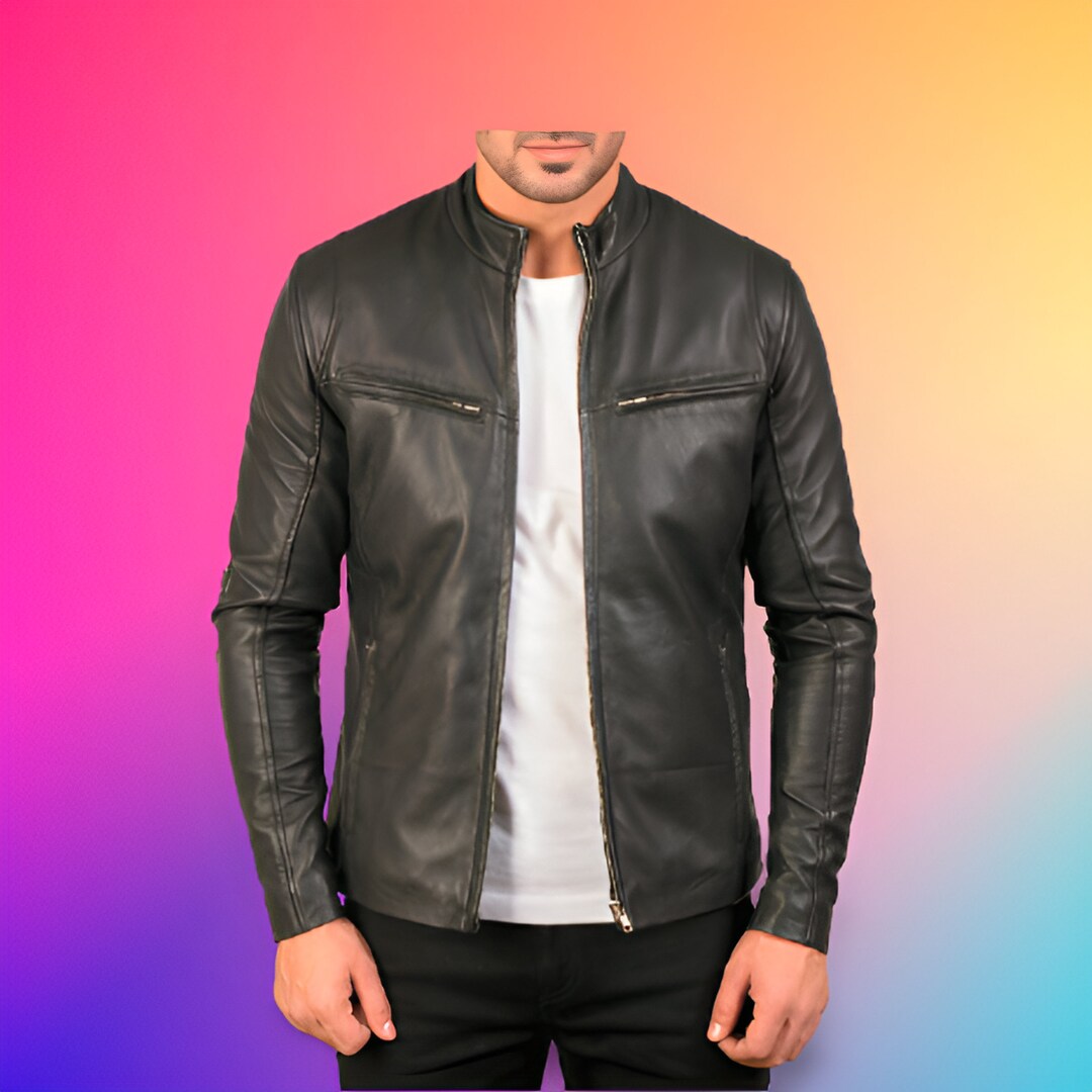 Stylish Leather Jacket for Men Classic Mens Leather Jacket Genuine Lamb ...