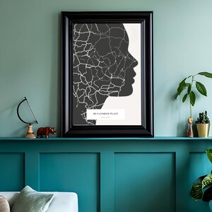 Custom Map Face Print | Anniversary Gift | Where We Met Map | Map Art ...