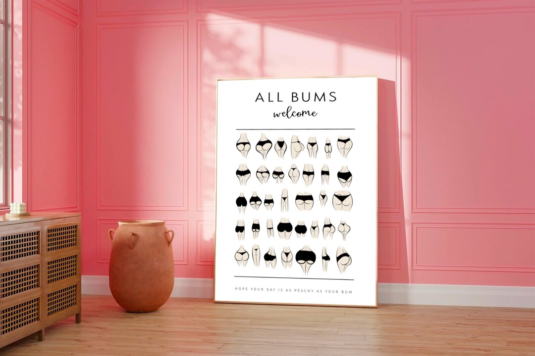 All Bums Are Welcome.nice Bum. Bathroom Wall Art. Bathroom Print ...