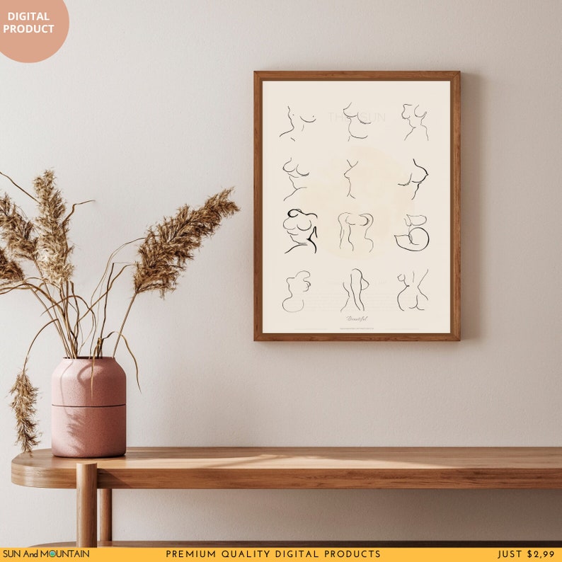 Body Positivity Line Art Print: Minimalist Female Form (digital ...