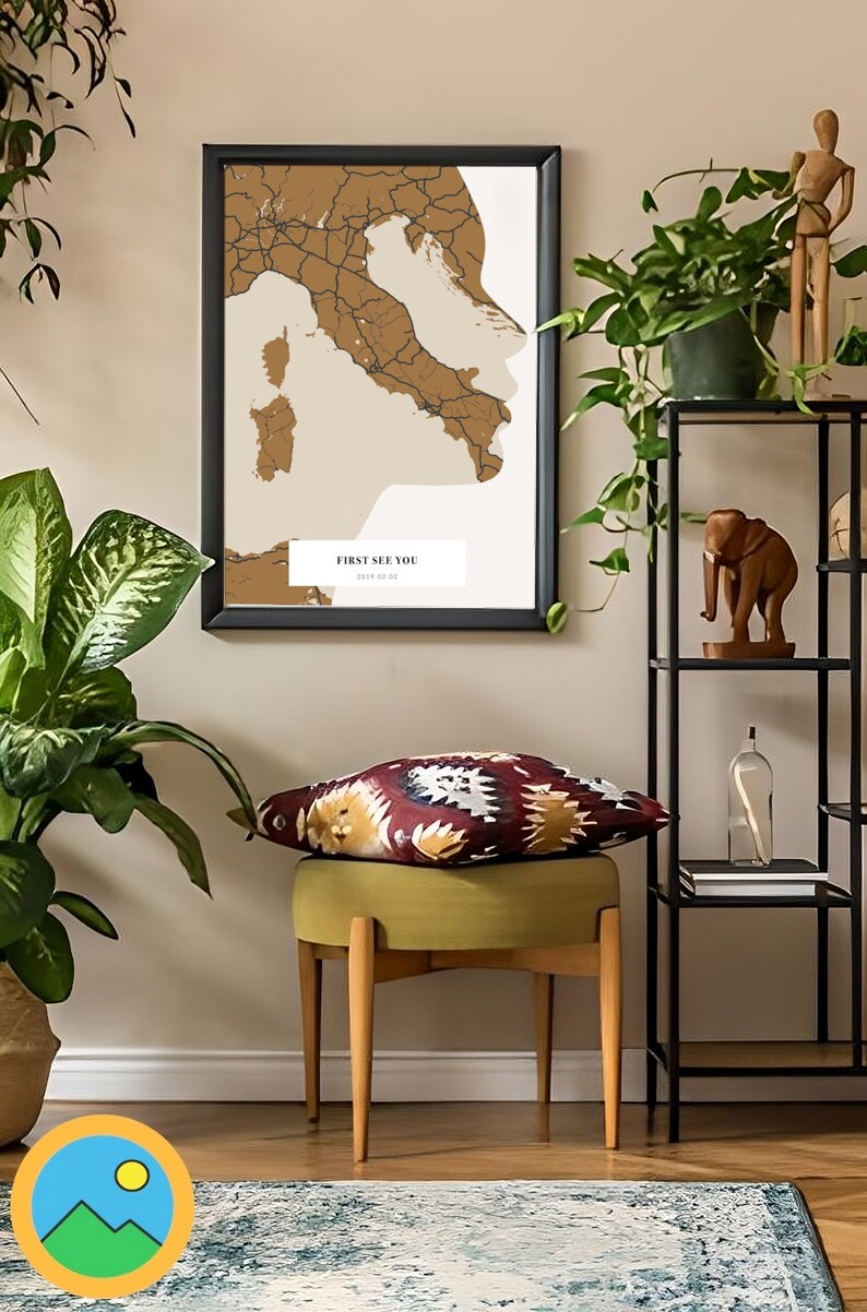 Custom Map Face Print Anniversary Gift Where We Met Map Map Art Map ...