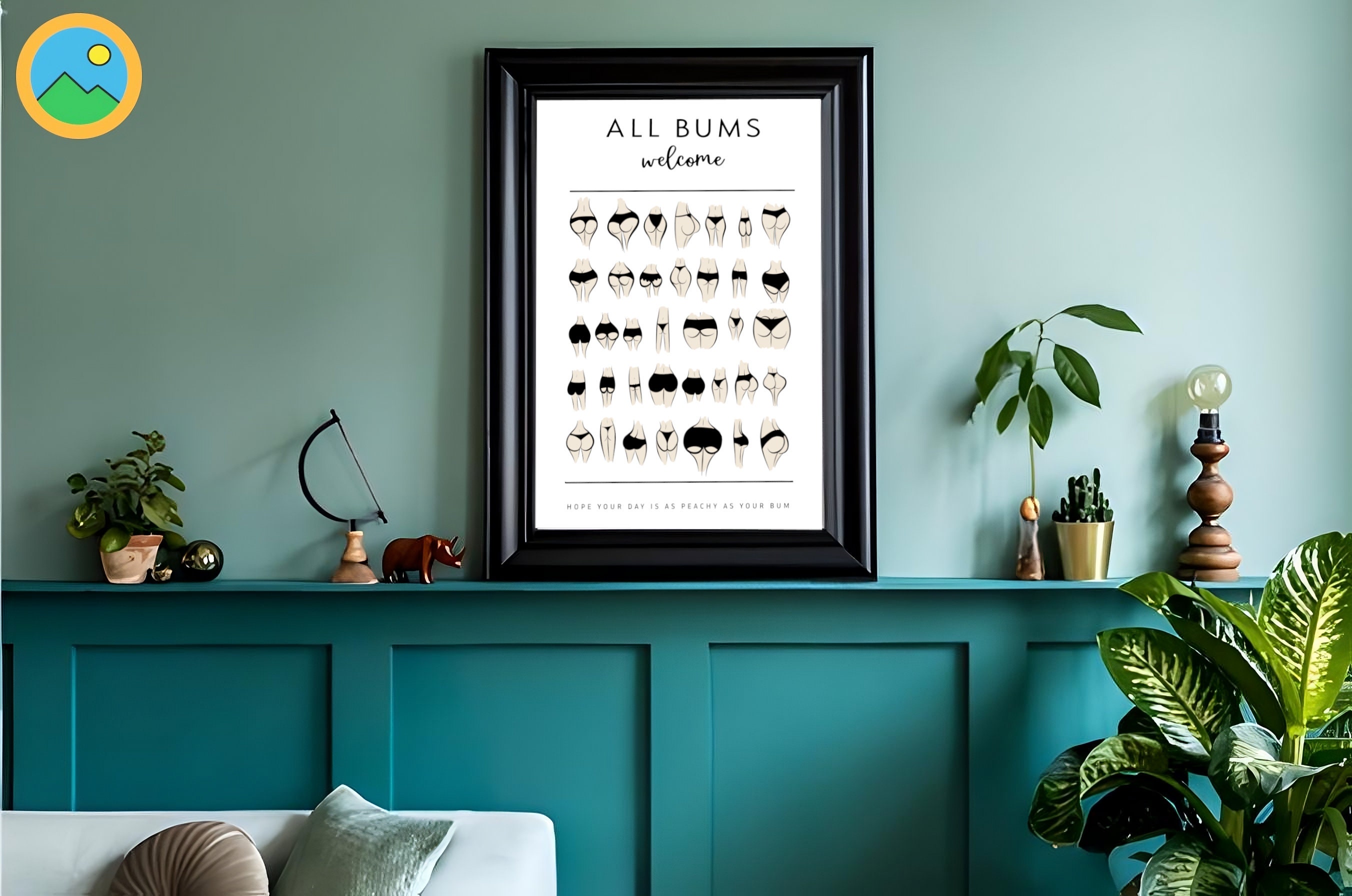 All Bums Are Welcome Nice Bum Bathroom Wall Art Bathroom Print