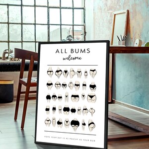 All Bums Are Welcome.nice Bum. Bathroom Wall Art. Bathroom Print ...
