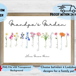 Grandpa's Garden Sign Family Birth Flower Sign - Etsy Canada