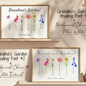 Grandma's Garden Birth Flower Print, Mother's Day Gift for Grandma ...