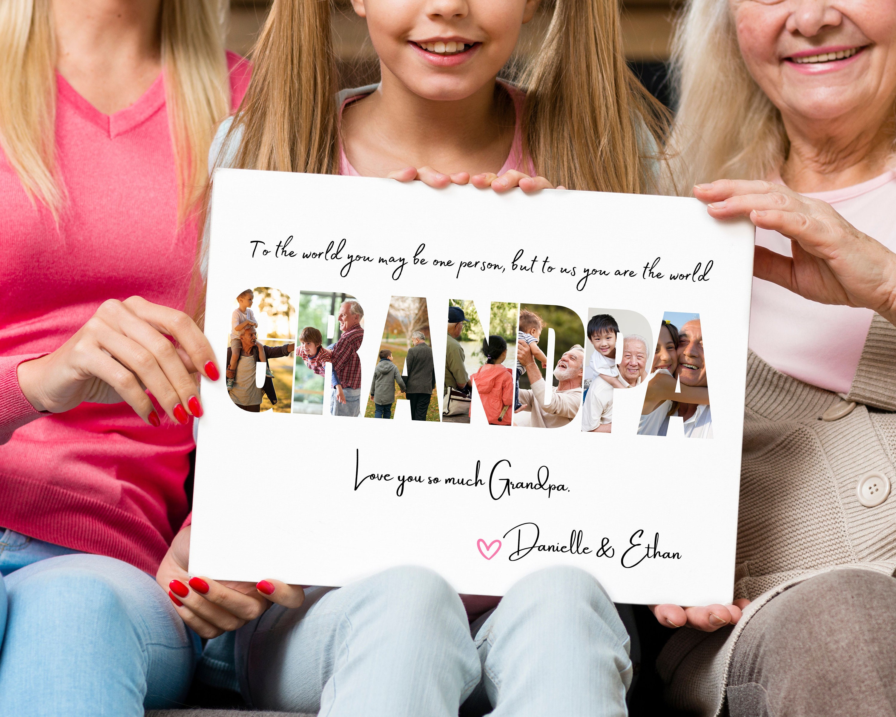 Personalized Grandpa Photo Collage, Father's Day Gift, Custom Gift for ...