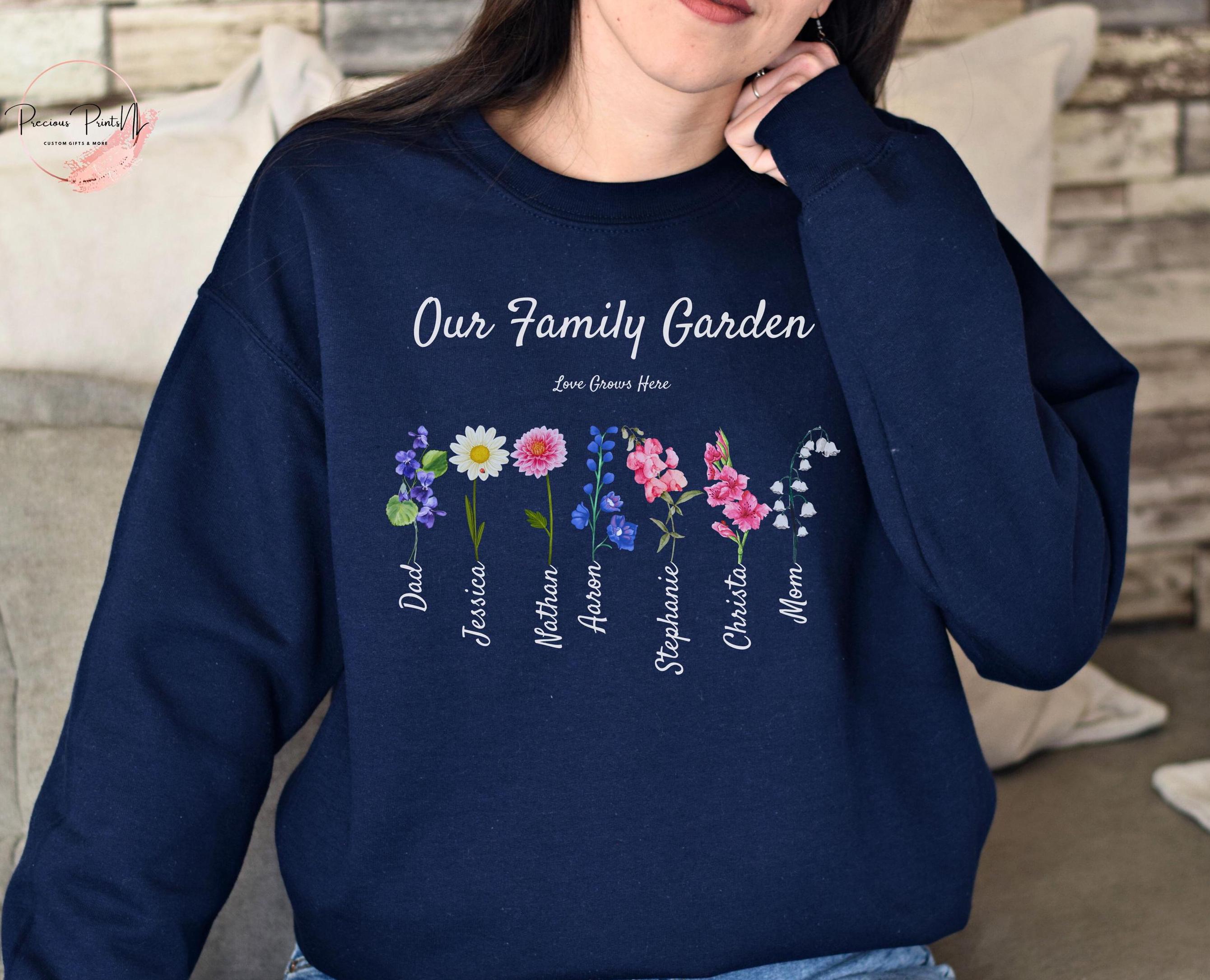 Nanny's Garden Sweatshirt, Custom Birth Flower Sweatshirt for Grandma ...