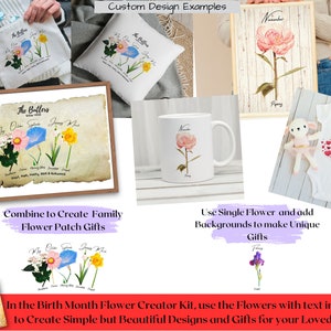 Birth Month Flowers PNG Kit, Watercolor Floral PNG Bundle, DIY Birth ...