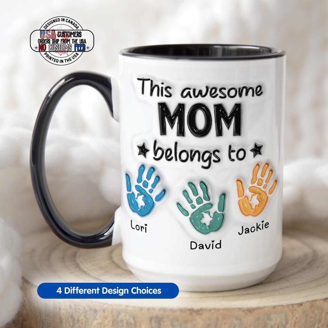 Custom Handprint Mug for Mom, Mum, Nana or Grandma, Personalized Kids ...