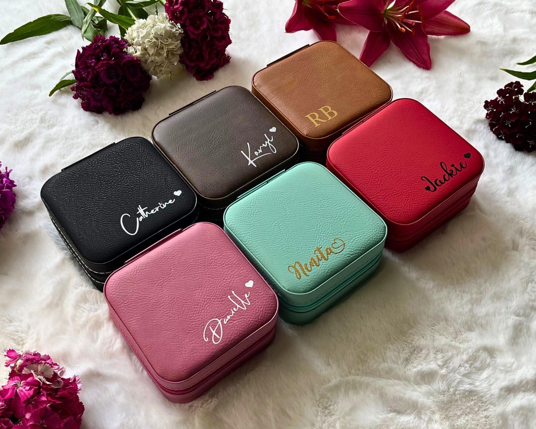 Personalized Leather Travel Jewelry Box With Name, Jewelry Box for Her ...