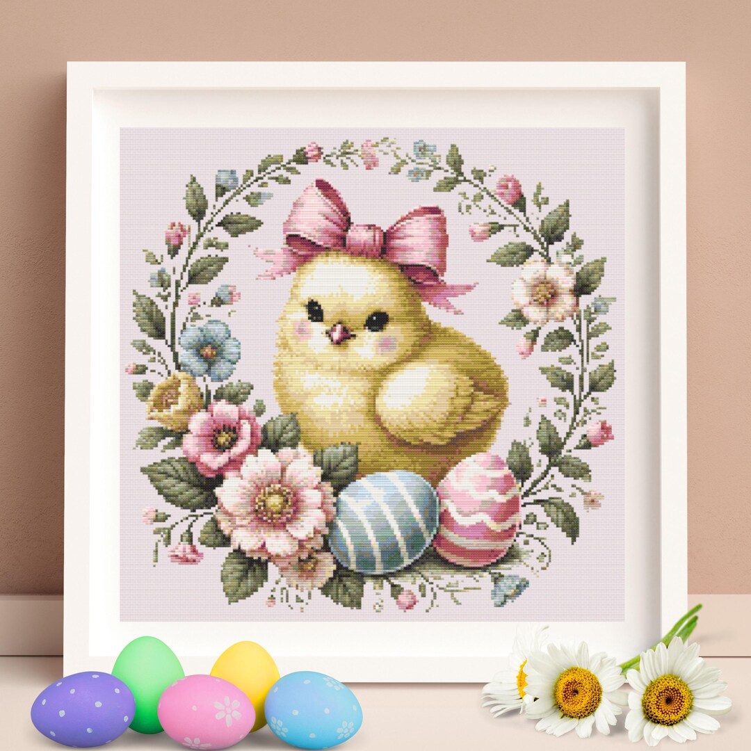Easter Cross Stitch Pattern PDF, Easter Chicks, Cute Embroidery Pattern ...