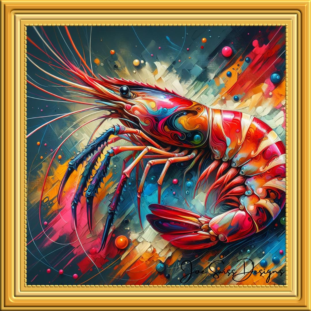 PRINTABLE Wall Art | Pop Art | Colorful Shrimp Digital Art | Shrimp Art ...