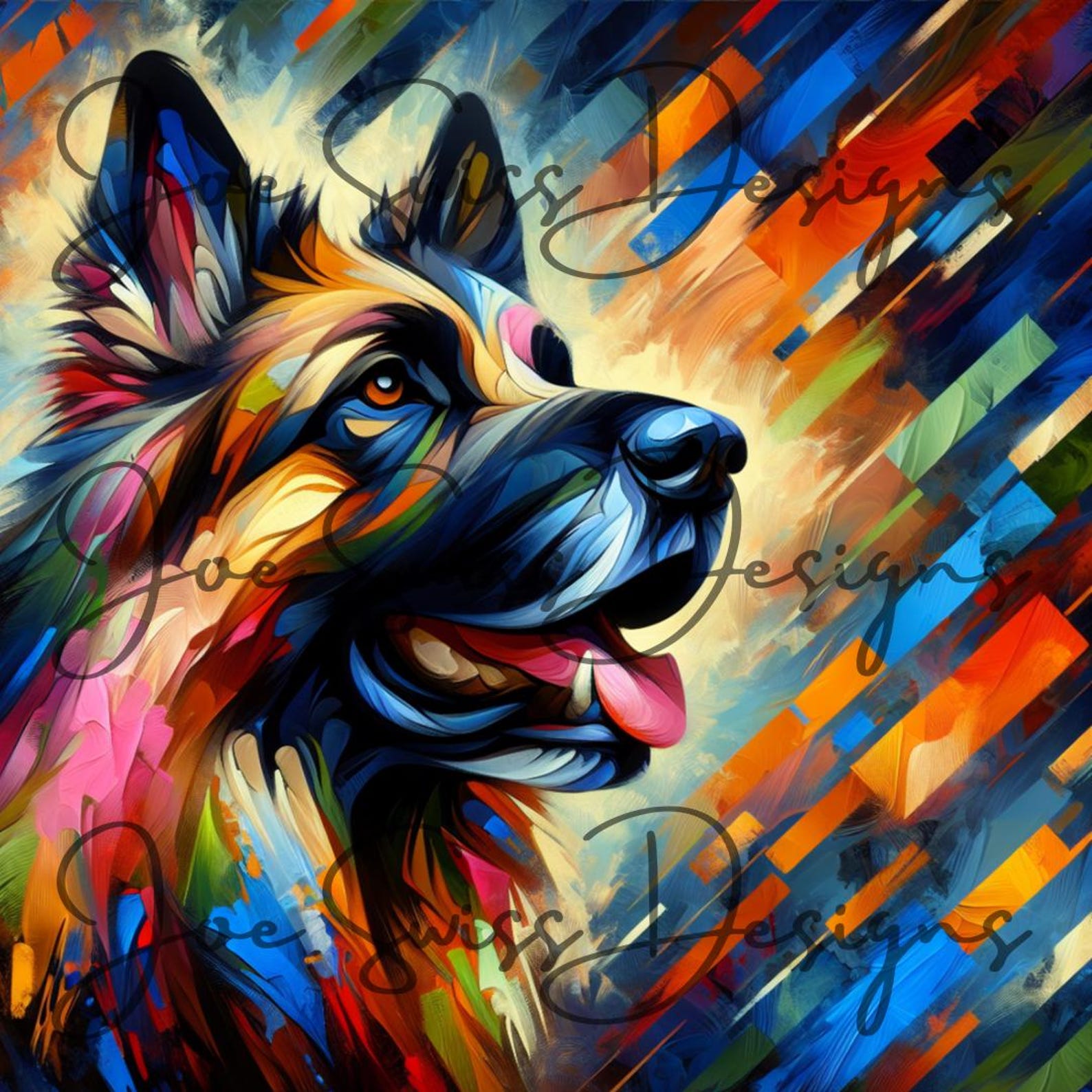PRINTABLE Wall Art | Pop Art | Colorful Dog Digital Art | Dog Art ...