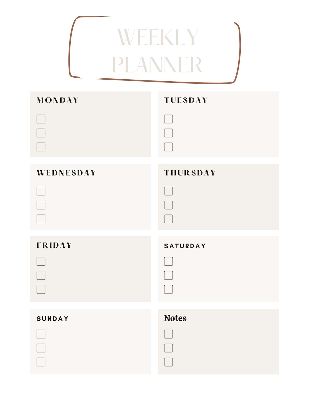 Simple Weekly Planner: To-do List, Productivity Printable (instant ...