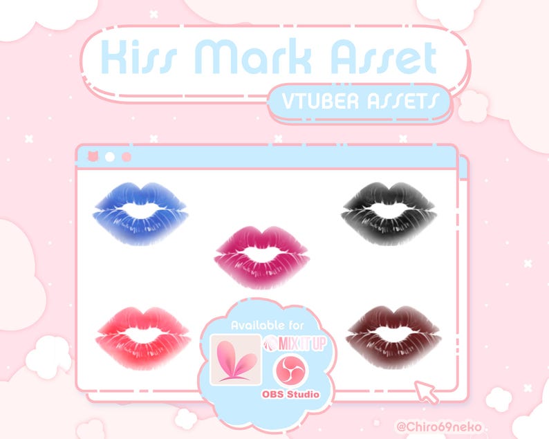 Vtuber Live2d Asset for Vtube Studio | Kiss Mark Asset Animated ...