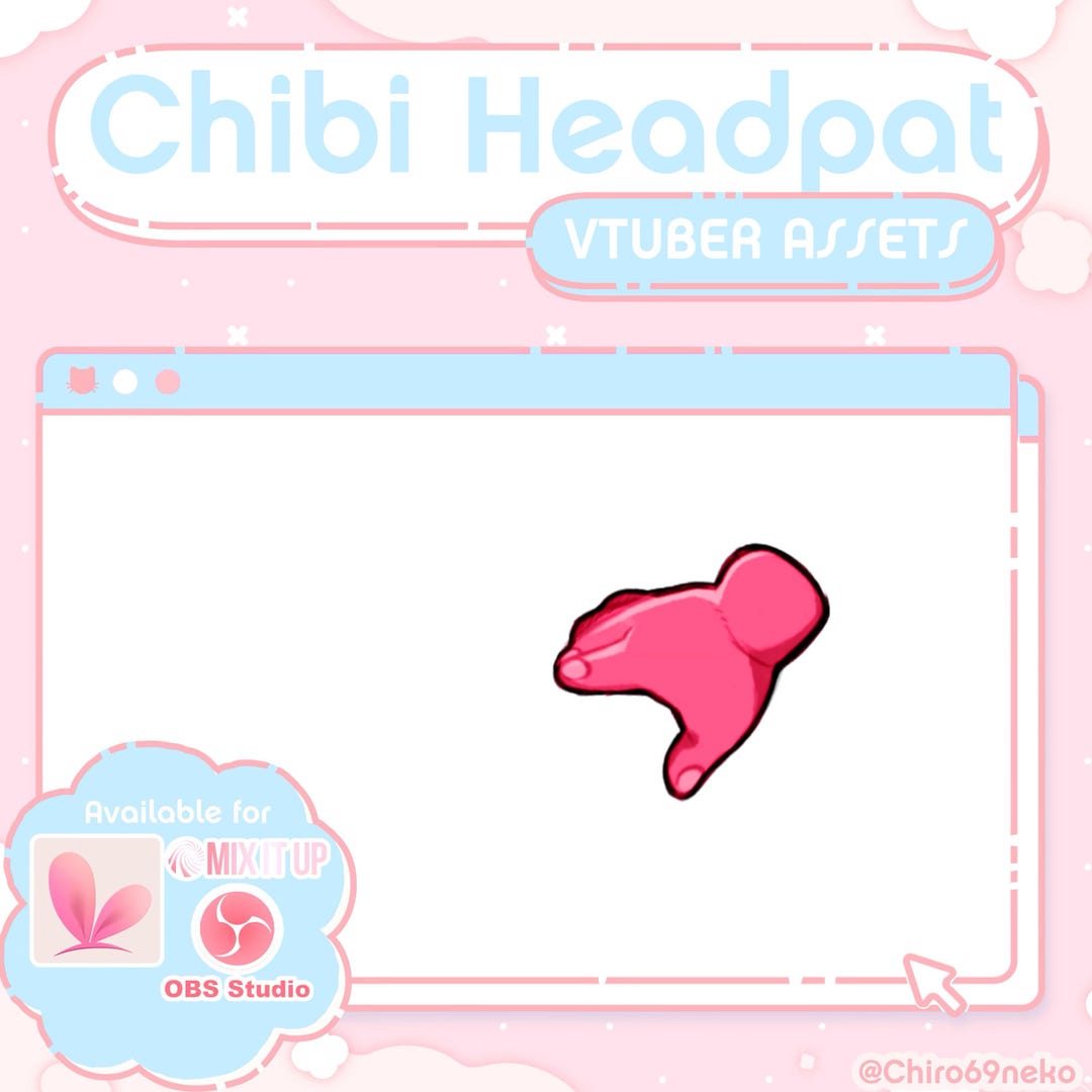 Animated Chibi Head Pat Asset for Vtuber! | Vtube Studio | Pink - Etsy