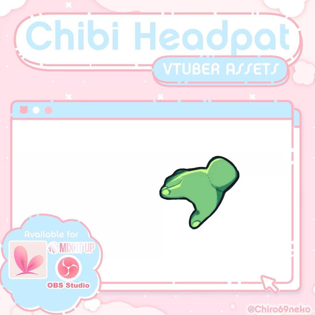Animated Chibi Head Pat Asset for Vtuber! | Vtube Studio | Green - Etsy