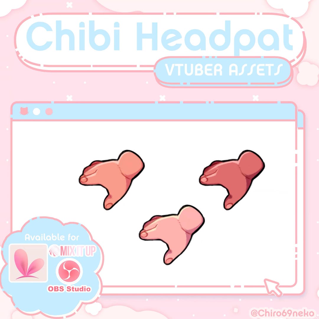 Animated Chibi Head Pat Asset for Vtuber! | Vtube Studio | Neutral ...