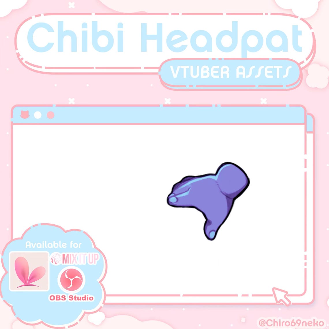 Animated Chibi Head Pat Asset for Vtuber! | Vtube Studio | Purple - Etsy