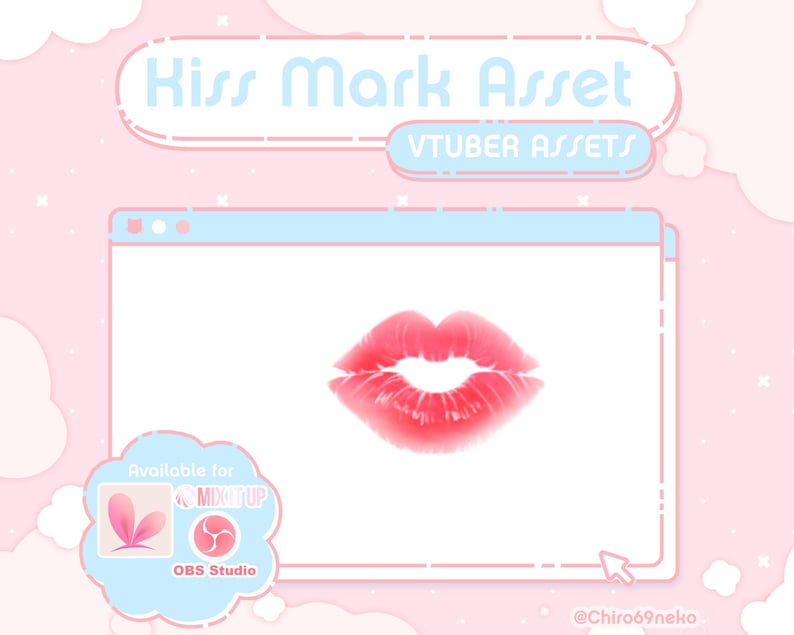 Vtuber Live2d Asset for Vtube Studio | Kiss Mark Asset Animated ...