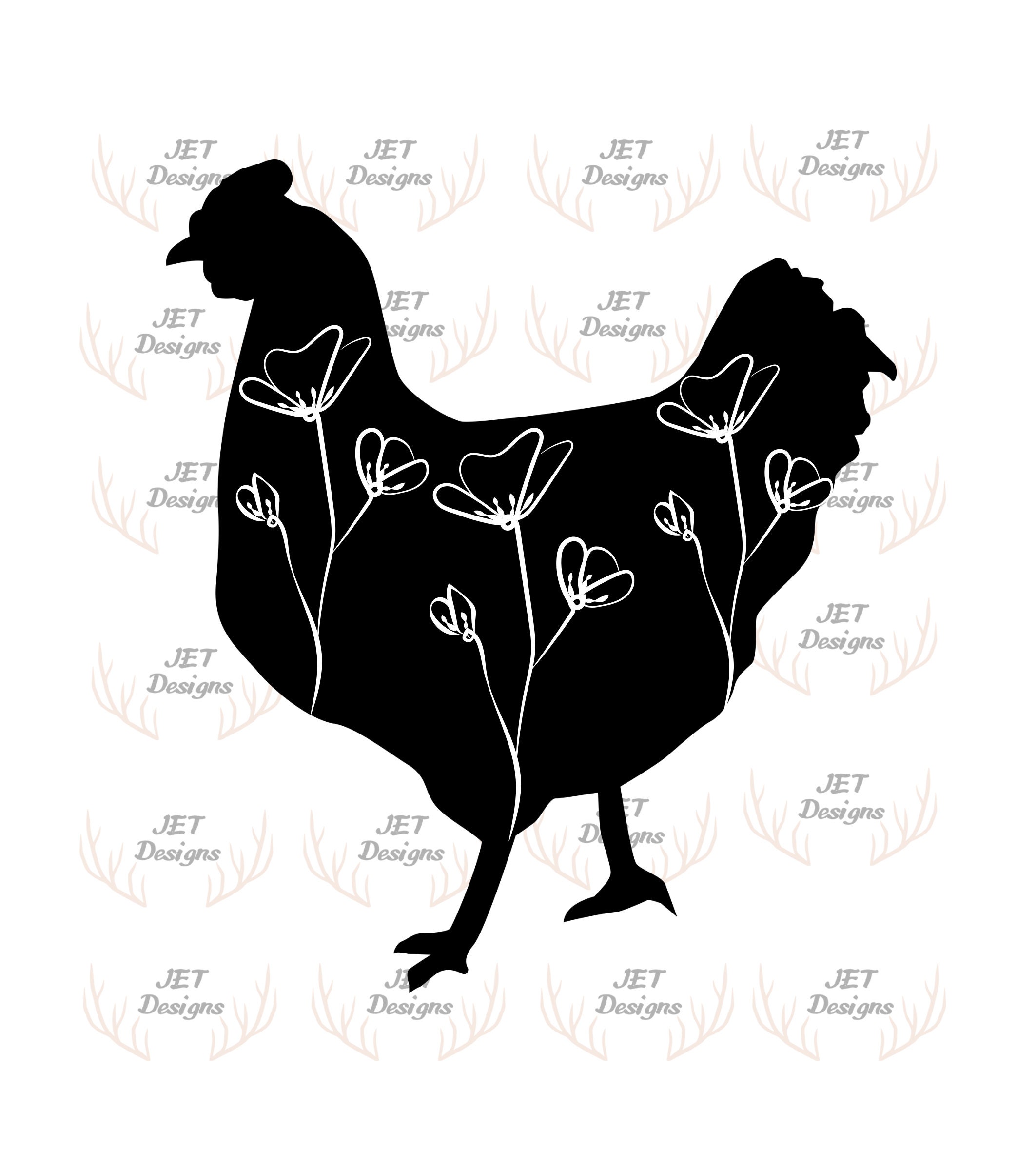 Chicken SVG for Cricut, Floral Chicken SVG, Floral Farm Animals SVG ...