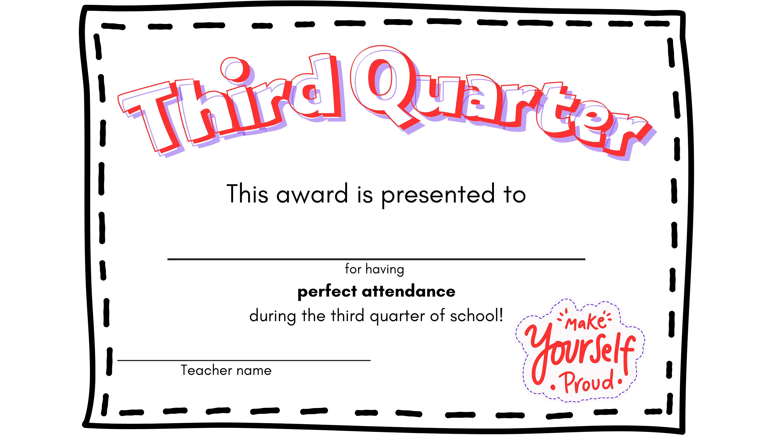 Elementary Attendance Award, Quarterly Attendance Award, Perfect ...