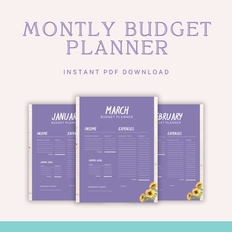 Digital Monthly Budget Planner Printable Manage Your - Etsy
