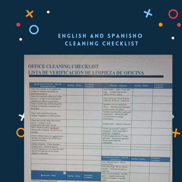 Cleaning Checklist English Spanish - Etsy