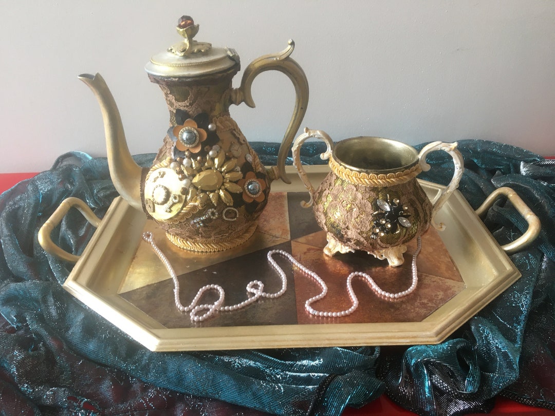 Tea Set Antique Decorative Teapot Decorated With a Mosaic of Jewels and ...