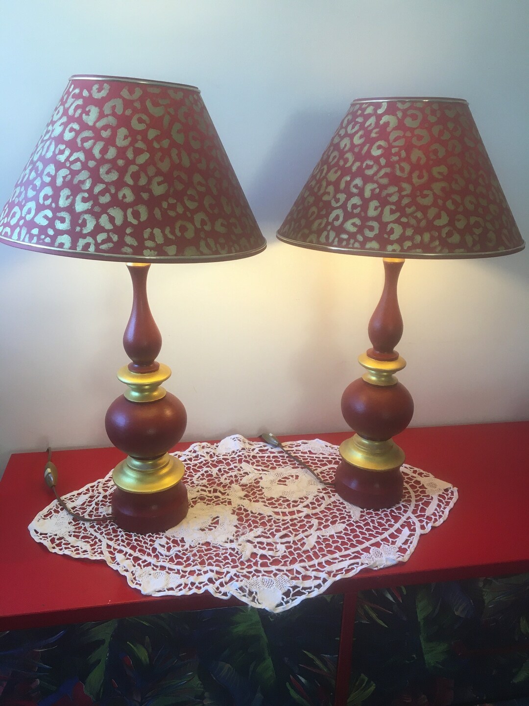 Pair of Table Lamps With Leopard Shades. A Duo of Superb, Revamped ...