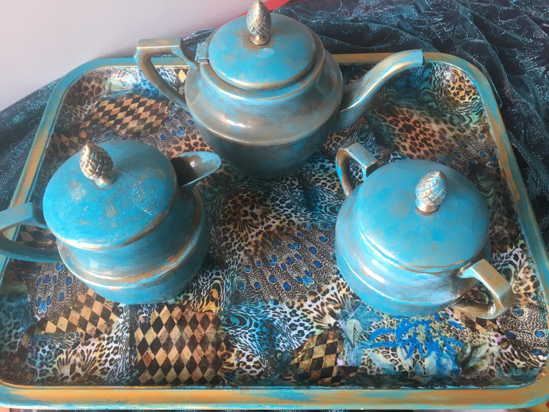 Alice in Wonderland Vintage Style Hand Painted Fancy Tea Set Three ...