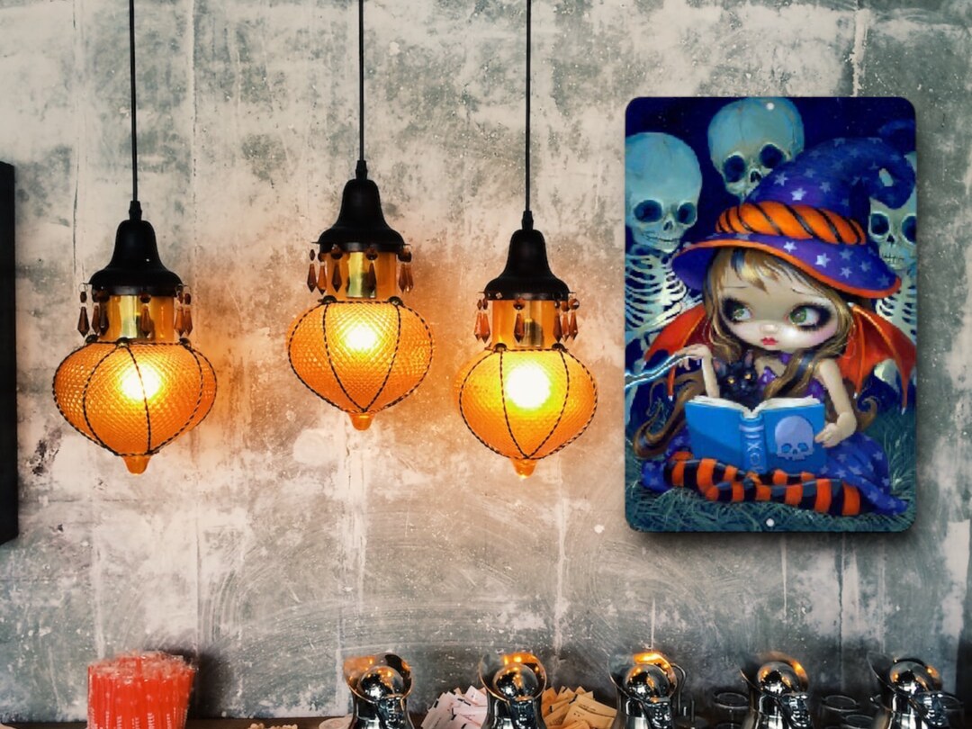 Halloween Witch Metal Wall Sign Skeleton Magic Party Favors, Prize ...